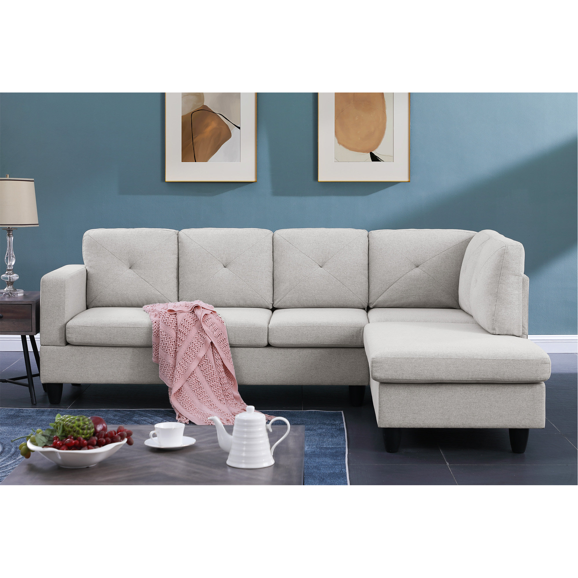 Latitude Run® 96" Linen Sectional Sofa With Right Facing Chaise - Wayfair Canada